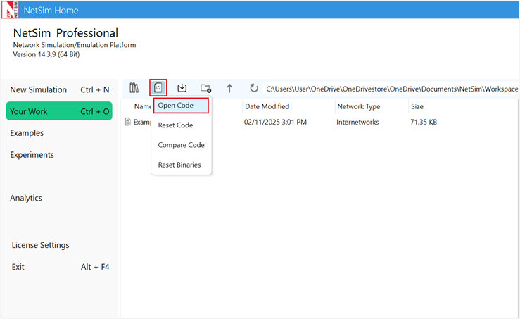 Workspaces and Experiments — NetSim v14.4 Help documentation
